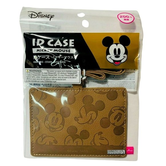Disney | Accessories | Disney Daiso Mickey Mouse Id Case Lanyard Brown ...